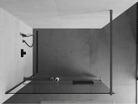 Mexen Kioto+, sprchová zástěna Walk-In s poličkou a věšákem 100 x 200 cm, 8mm čiré sklo, grafitový profil, 800-100-121-95-00
