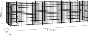 vidaXL Venkovní psí kotec ocel 14,75 m² [3097962]