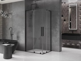 Mexen Velar L Duo, sprchový kout s posuvnými dveřmi 90 x 80 cm, 8mm čiré sklo, černá matná, 871-090-080-02-03-70