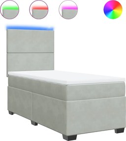 Box spring postel s matrací světle šedá 100x200 cm samet 3293128