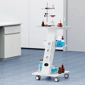 Vozík na vozíky pro zubní laboratoře Mobilní pojízdný servírovací vozík 3 vrstvy
