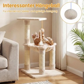 Costway 64 cm Škrabací sloupek Sledovací místo Houpací síť Sisal