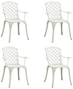 Zahradní židle 4 ks litý hliník bílé
