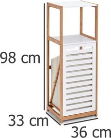 Koupelnový regál s košem na prádlo, bambusový