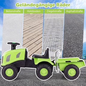 Costway Dětský traktor s přívěsem, klaksonem a ergonomickou