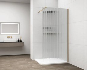 Polysan Esca Gold Matt jednodílná sprchová zástěna 100 x 210 cm k instalaci ke stěně zlatá sklo Flute vlnky ES1310-04