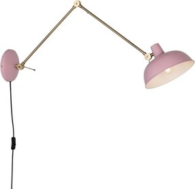 Nástěnné svítidlo s ramenem a vypínačem Milton Pink