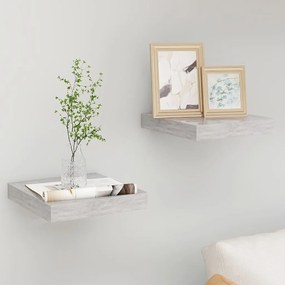 Plovoucí nástěnné police 2 ks betonově šedé 23x23,5x3,8 cm MDF 326589