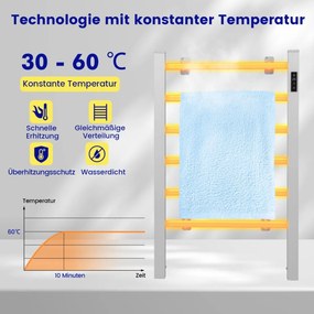 Costway Elektrický ohřívač ručníků s 8 hodinovým časovačem a ochranou proti