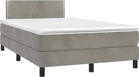 vidaXL Box spring postel s matrací a LED 120 x 190 cm samet [3270149] Barva: světle šedá