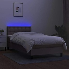 Box spring postel s matrací a LED taupe 100x200 cm textil 3133457