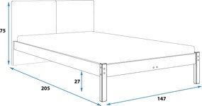 SMB Postel z masivu s čalouněným čelem GALANTE, 140x200 cm Barva: Světle šedá (Swing 16)