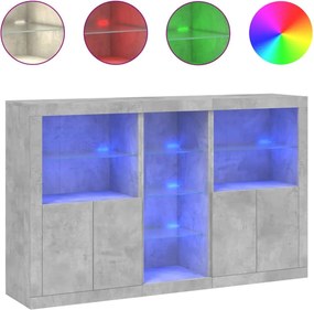 Příborník s LED osvětlením betonově šedý 162 x 37 x 100 cm 3209173