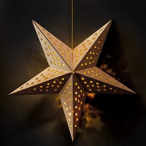SOLIGHT LED dřevěná závěsná vánoční hvězda, časovač, 20x LED, 65cm, 2x AA