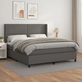 vidaXL Box spring postel s matrací šedá 180x200 cm umělá kůže