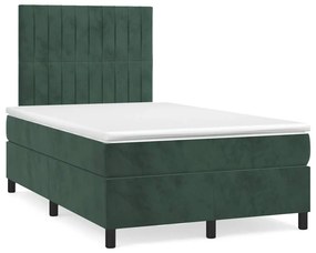 Box spring postel s matrací a LED tmavě zelená 120x190 cm samet 3270326