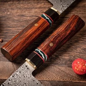 KnifeBoss damaškový nůž Nakiri 8" (200 mm) Iron wood VG-10