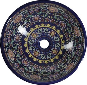 Sapho Sapho, PRIORI keramické umyvadlo, průměr 41 cm, 15 cm, fialová s ornamenty, PI022