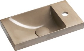 Sapho Agos betonové umývátko 40 x 22 cm s otvorem pro baterii bez přepadu levé/pravé písková lesk AS40014