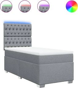 Box spring postel s matrací světle šedá 90x200 cm textil 3292678