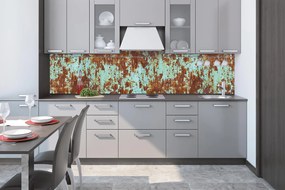 DIMEX | Fototapeta do kuchyně Rez na starém barevném kovu KI-260-268 | 260 x 60 cm | bronzová, tyrkysová