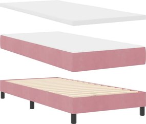 Postel s boxspringem s čelo Růžová 200 x 100 cm samet 3341407