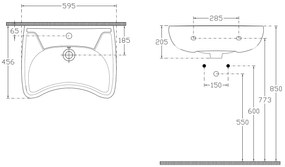 Isvea HANDICAP keramické umyvadlo pro handicapované, 59,5x45,6cm, bílá - 10TP60060