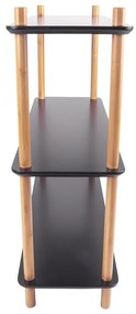 Černý regál s bambusovými nohami Leitmotiv Cabinet Simplicity, 80 x 82.5 cm
