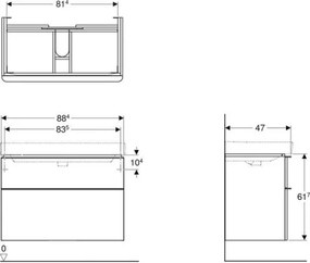Geberit 500.354.00.1 - Koup. skříňka pod umyv. Smyle Square 61,7x88,4 cm bílá