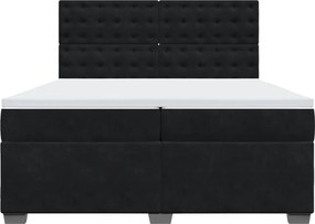 Box spring postel s matrací černá 200x200 cm samet 3291016