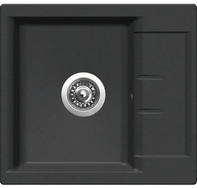 EBS Gulu 520 Granitový dřez s odkapem oboustranné provedení, 52x48 cm, obsidián
