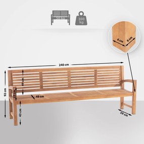 Teaková lavice Halden 240 cm