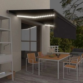 Ručně zatahovací markýza s roletou a LED 5 x 3 m antracitová 3069464