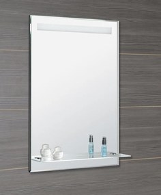 Aqualine, LED podsvícené zrcadlo 60x80cm, skleněná police, knoflíkový vypínač, ATH53