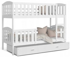 Dětská patrová postel KUBU 190x80 cm BÍLÁ BÍLÁ