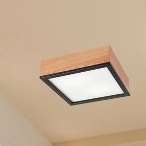 Stropní svítidlo OAK SQUARE 2xE27/15W/230V 31x31 cm dub/černá