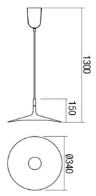 Redo 01-1405 závěsné LED svítidlo Kai matně bílé, 7W, 3000K, ø34cm