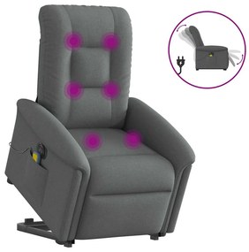 Elektrické zvedací masážní polohovací křeslo tmavě šedé textil 3303285