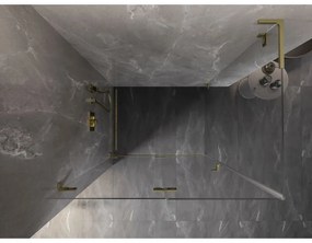 Mexen Lunar-F L, skládací sprchový kout levý 100 x 80 cm, 8mm čiré sklo, zlatý matný profil, 836L-100-080-55-00-L