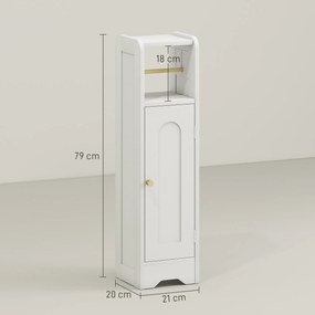 HOMCOM Úzká Koupelnová Skříňka Koupelnový Auxilární Nábytek 21x20x79 cm s Nastavitelnou Policí, Odnímatelným Držitelem Toaletního Papíru a Klenutými …