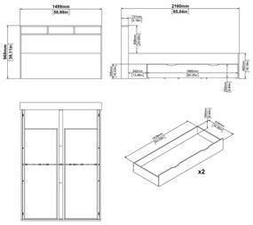 Dvoulůžková postel v dekoru dubu s úložným prostorem bez roštu 140x200 cm v přírodní barvě Ikast – Tvilum