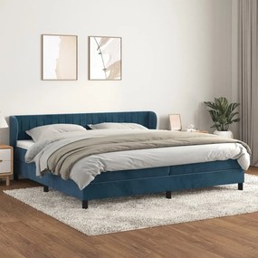 Box spring postel s matrací tmavě modrá 200x200 cm samet 3127635