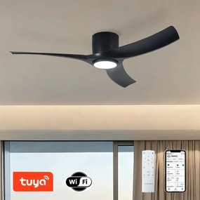 ZEVENTI - LED Stropní ventilátor ORBITO LED/24W/230V Wi-Fi Tuya černá + DO