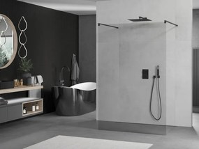 Mexen Kioto, sprchová zástěna Walk-In 155 x 200 cm, 8mm čiré sklo, černý profil, 800-155-002-70-00