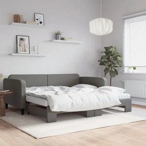 Válenda s přistýlkou a matracemi tmavě šedá 100 x 200 cm textil 3196840