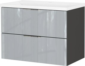 Šedá lesklá závěsná skříňka pod umyvadlo 81x61 cm Celano – Germania
