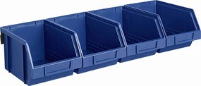 Ocelové lišty s plastovými boxy, 4x box 146 x 237 x 124 mm