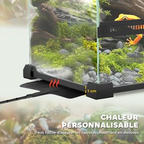 PawHut Skleněný terárium pro plazy Vivarium 12 L Box pro plazy S chladící síťovinou, pro žáby, hady, želvy, 20 x 30 cm, Černé