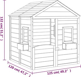 vidaXL Domeček s uzamykatelnými dveřmi a květináči masivní jedle [93687] Barva: Šedá