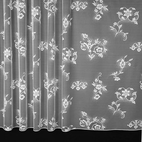 Brilltex žakárová záclona 571 jemné popínavé květiny, s olůvkem, bílá, výška 180cm (v metráži)